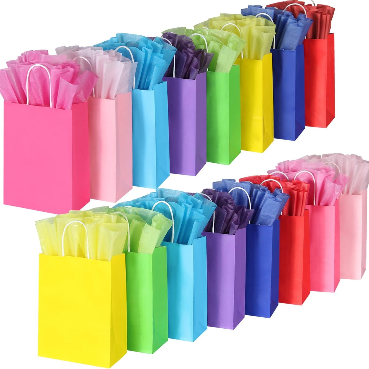 ZHUYING 32 Pieces Gift Bags , 8 Colors Party Favor Bags with Handles ...