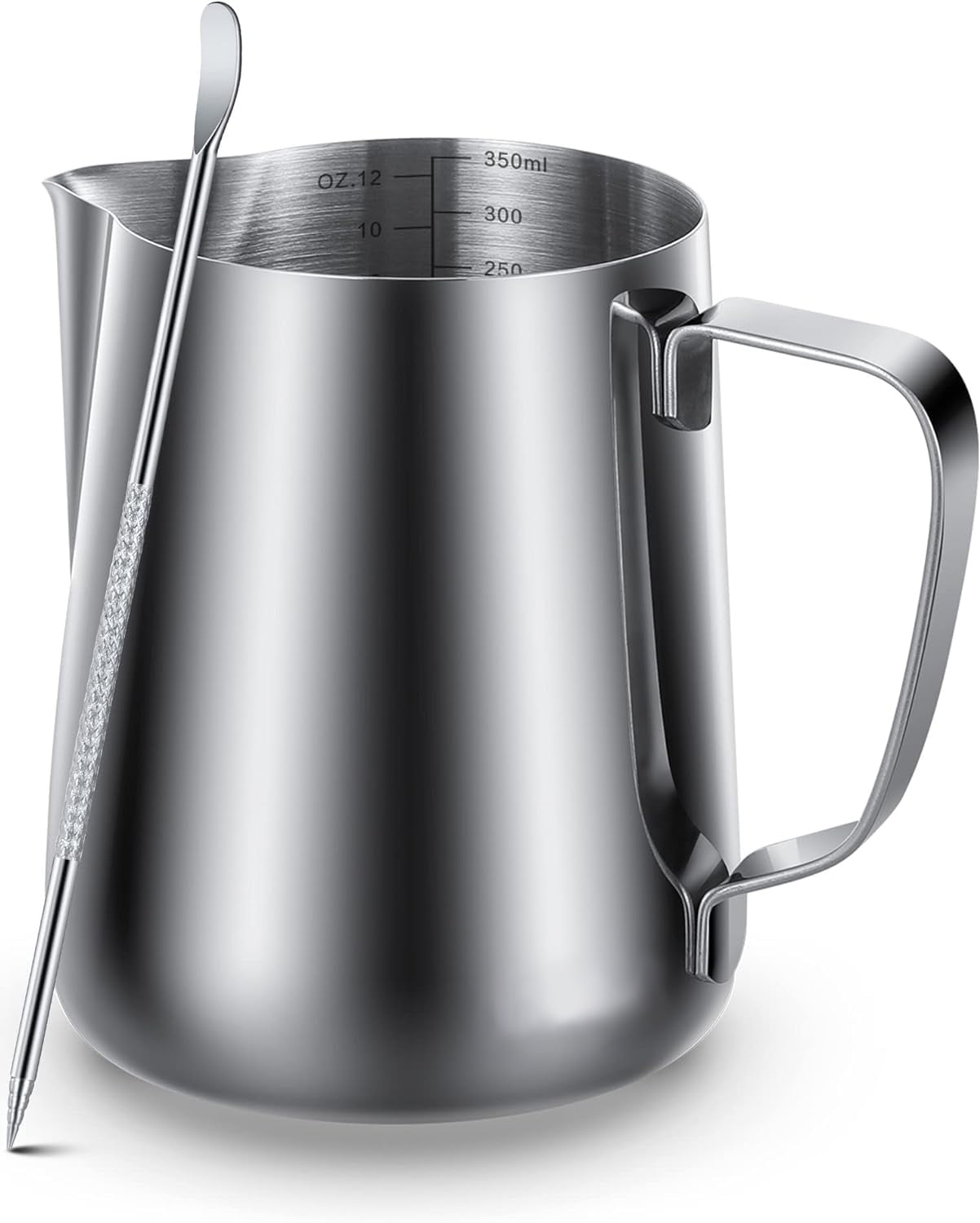 ZHUYING Milk Frothing Pitcher 350ml Steaming Pitchers Stainless Steel Milk/Coffee/Cappuccino ...
