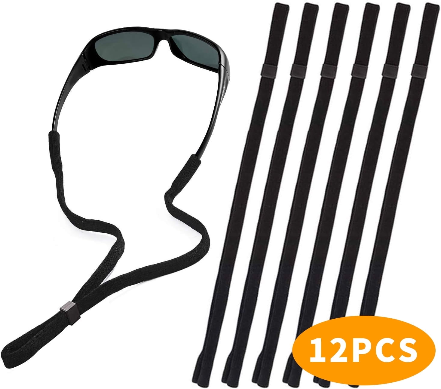 ZHUYING Pack of 12 Black Glasses Strap, Sports Sunglasses & Eyeglasses ...