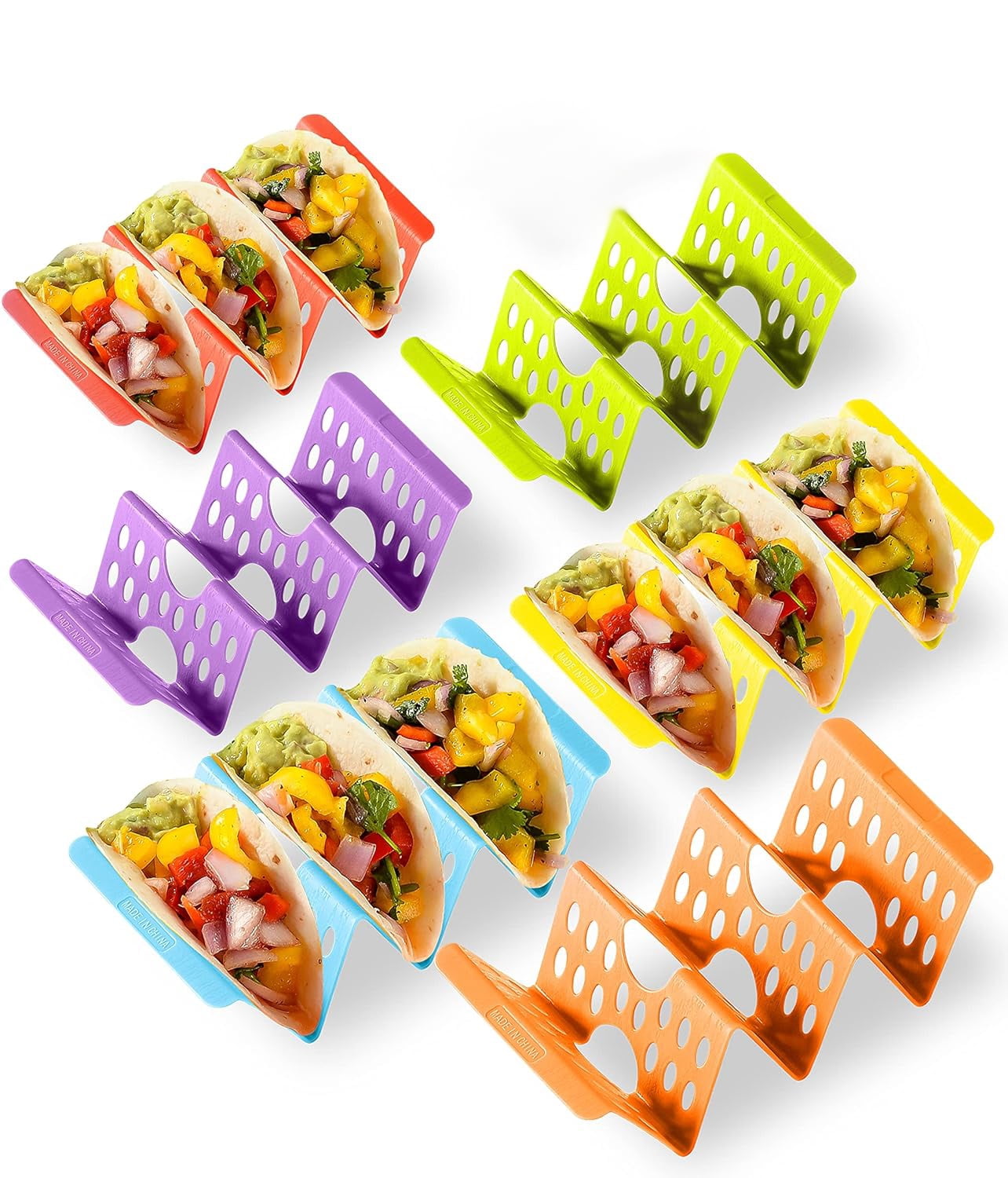 ZHUYING Premium Large Taco Holder Stand, Colorful Holders Set of 6 ...