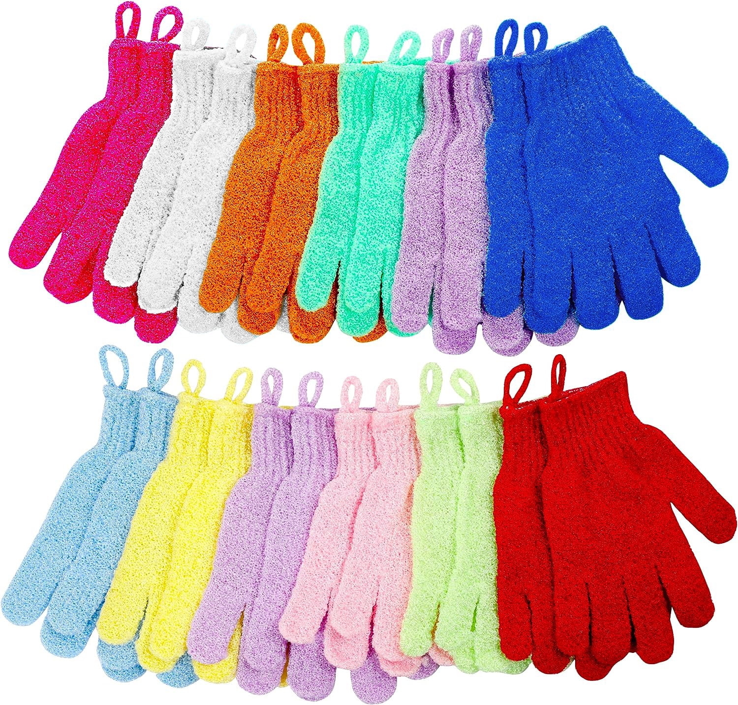 ZHUYING Exfoliating Shower Gloves, 24 Pcs Body Scrub Gloves, Nylon Bath ...