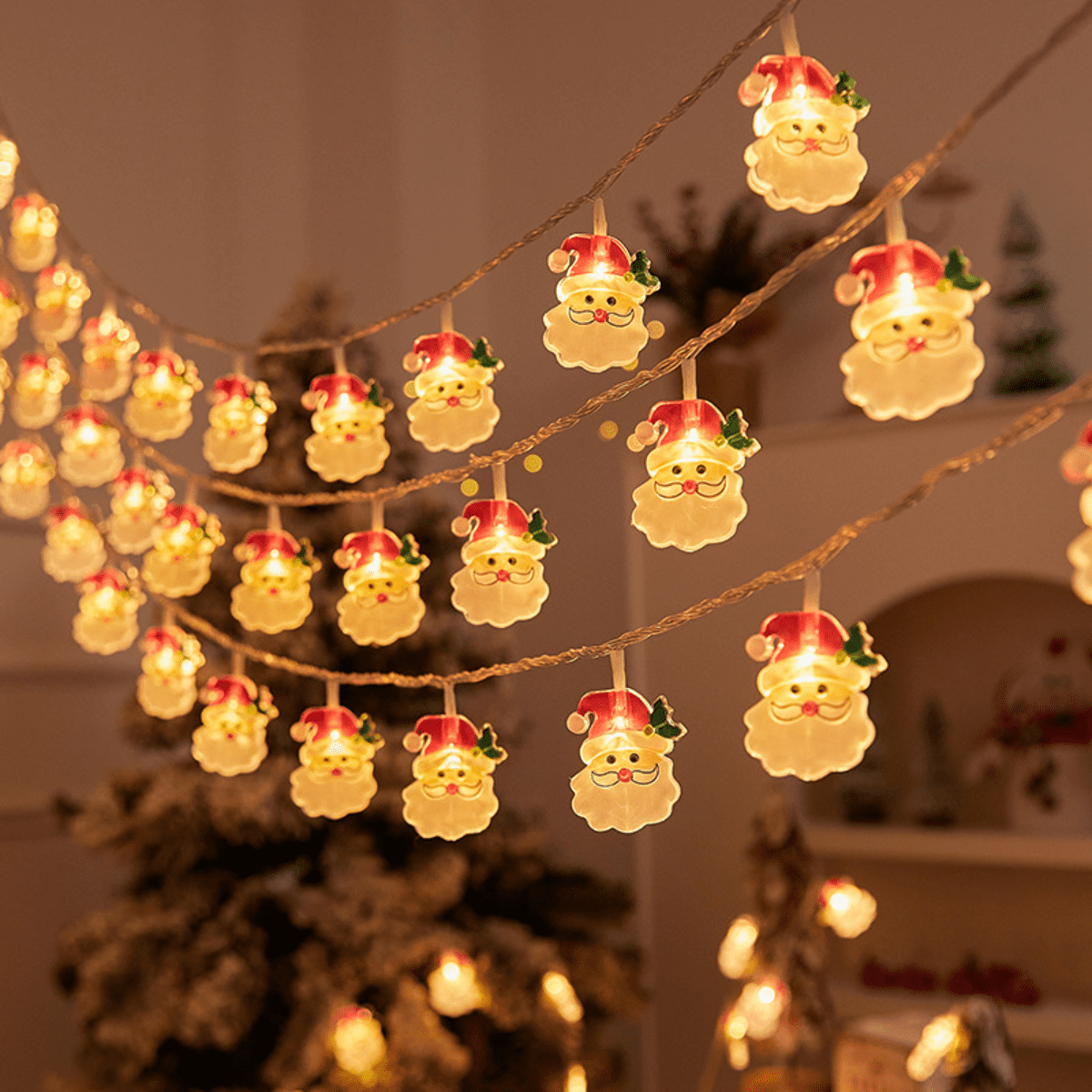 ZHUYZ 19.6FT Paint Santa Claus LED String Lights, Indoor and Outdoor ...