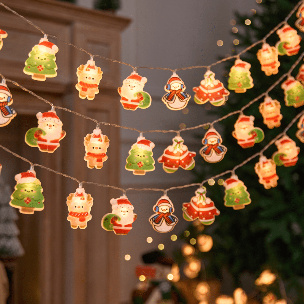 ZHUYZ Christmas Santa String Lights, 10 FT 20 LED Christmas Tree Lights ...