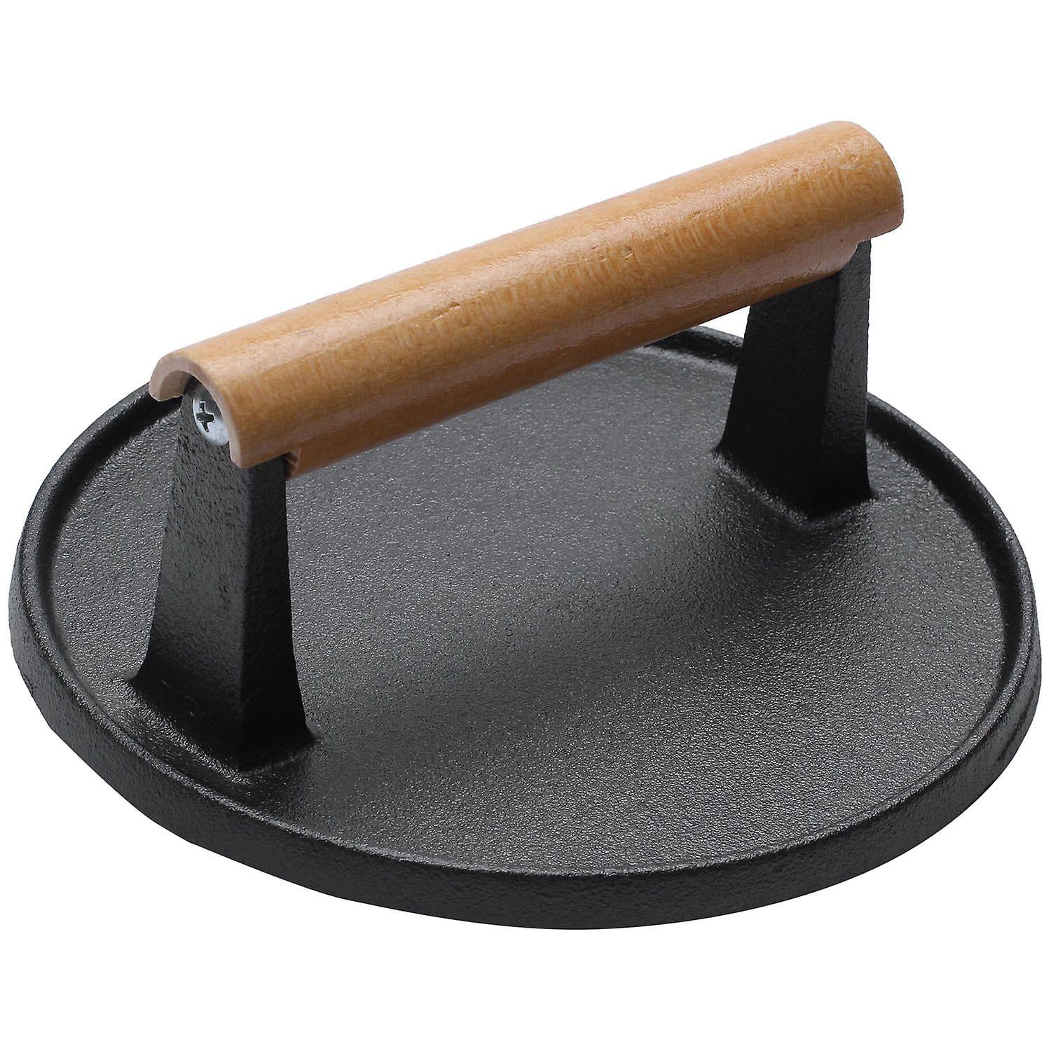 ZHXNE Cast Iron Meat Press Handle Steak Plate Meat Press Cast Iron BBQ ...