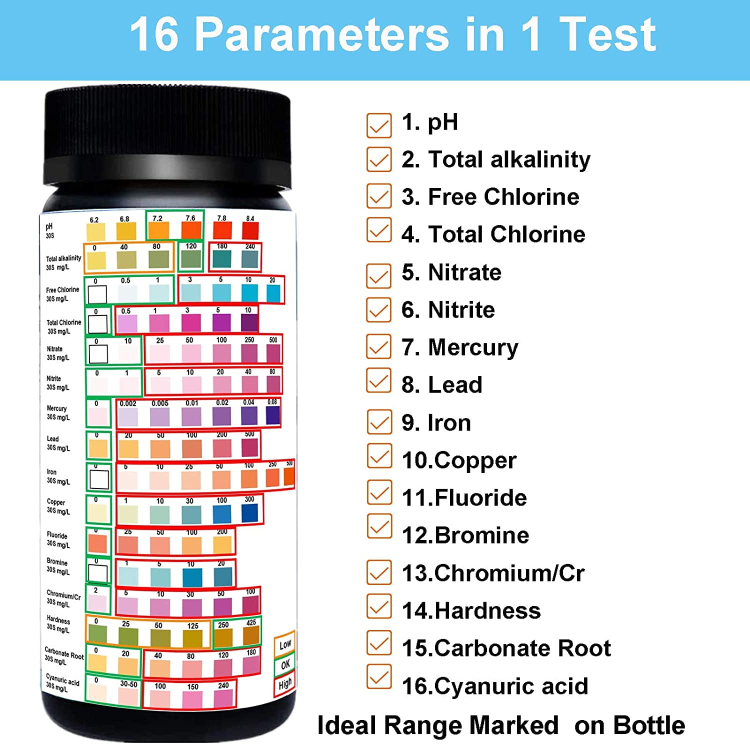 ZHXNE Drinking Water Test Kit 16 in 1 Professional Hardness Test Kits ...