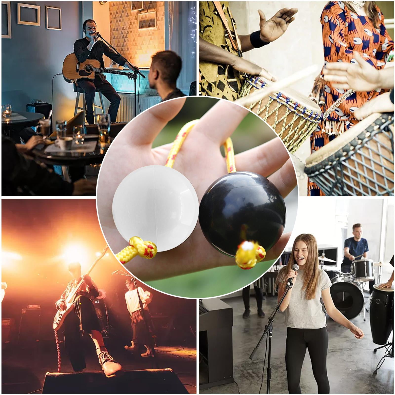 ZHXXCUM White + Black 4 Balls 1 Pair Rhythm Ball Music Egg Shaker Double Gourd Percussion ...