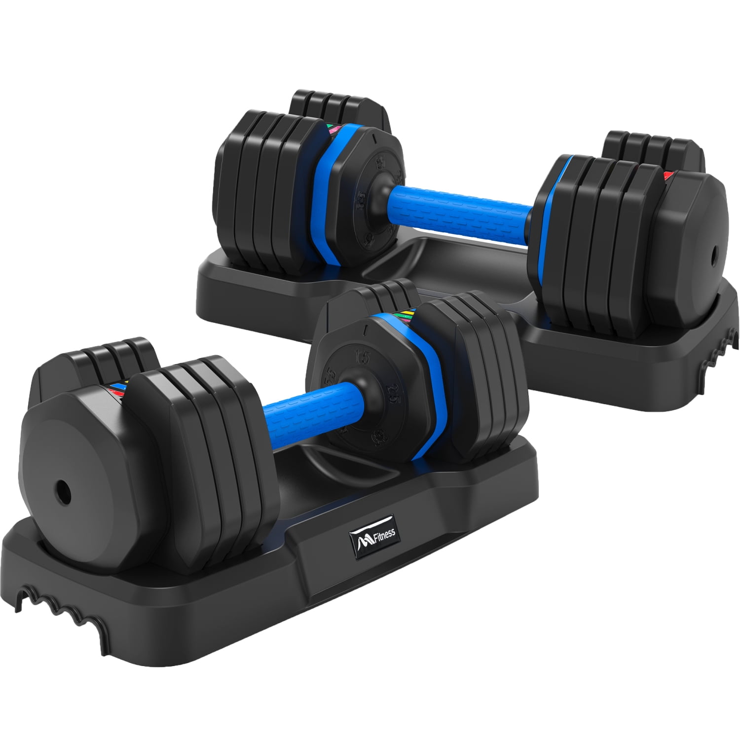 Adjustable Anti-Slip 55lb x2 Dumbbell Set - Fast Adjust Weight with ...