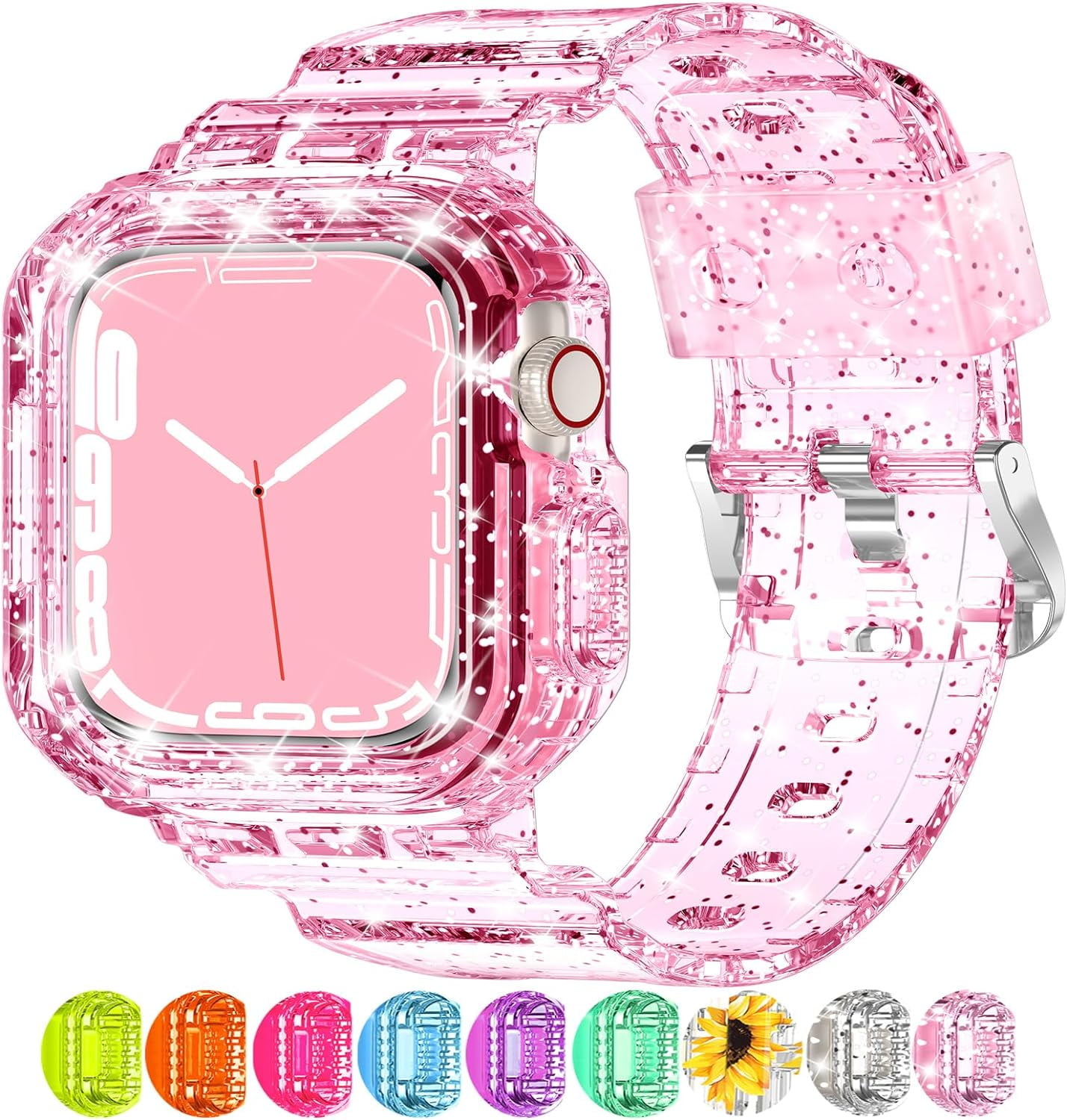 ZHYW Compatible for Crystal Clear Apple Watch Bands, 45mm 44mm 42mm ...