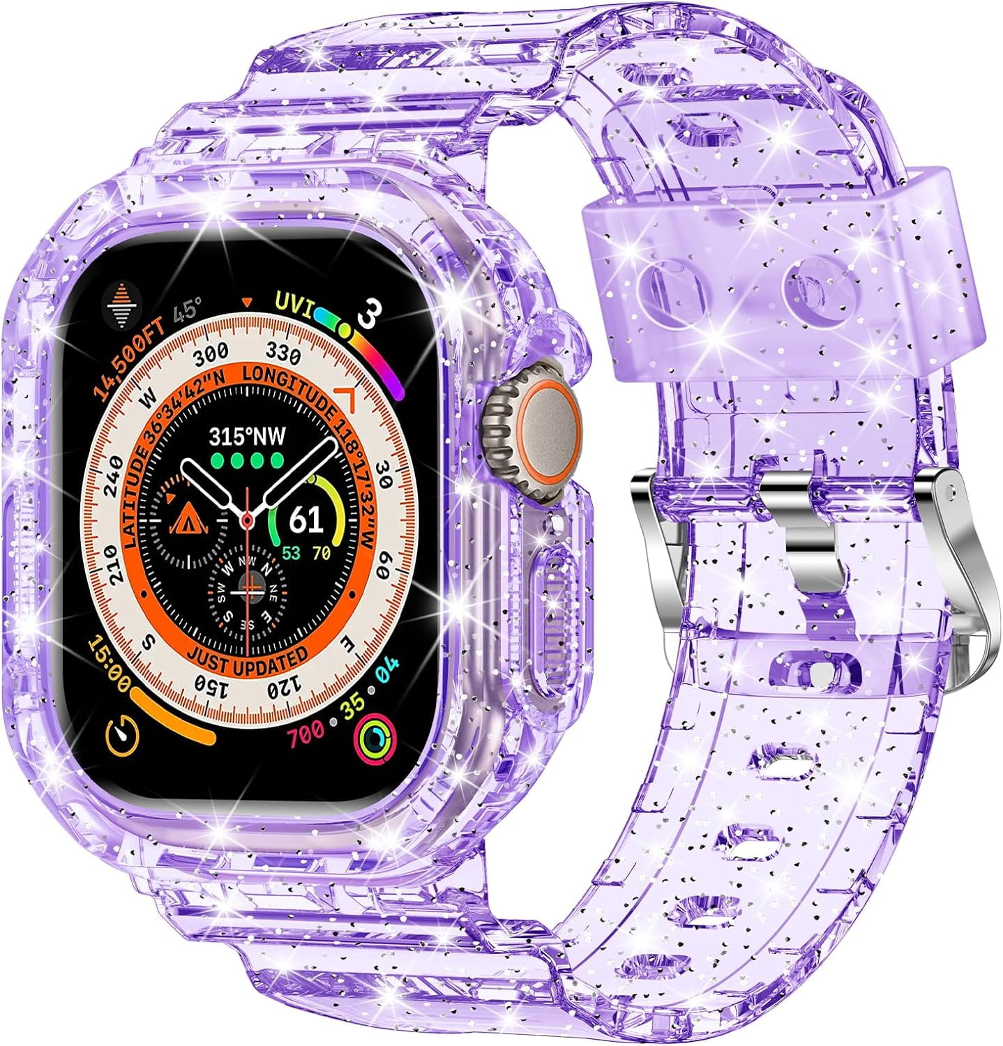 ZHYW Compatible for Crystal Clear Apple Watch Bands, 45mm 44mm 42mm ...