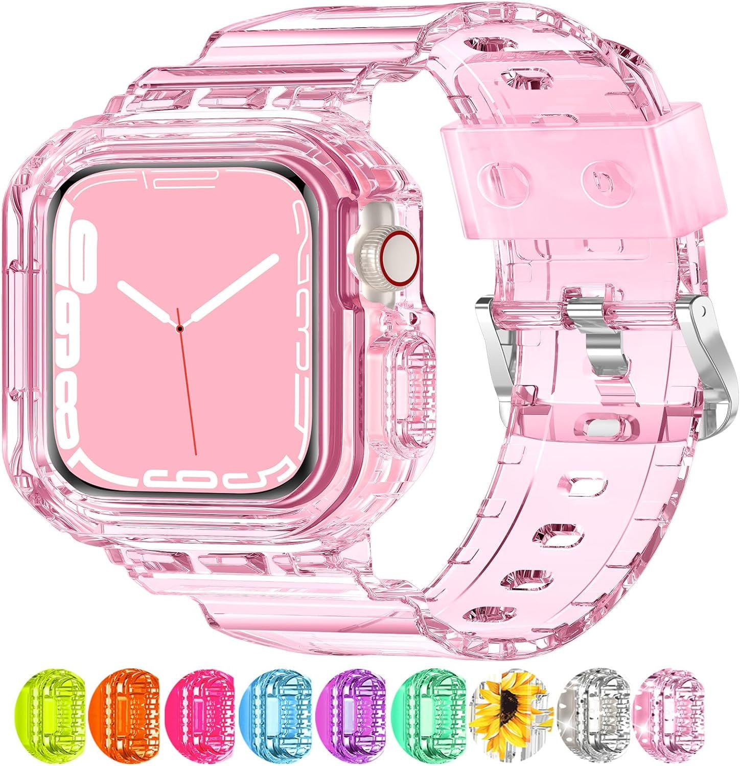 ZHYW Compatible for Crystal Clear Apple Watch Bands, 45mm 44mm 42mm ...