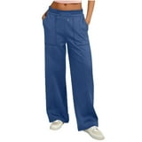 ZHYou Wide Leg Sweatpants for Women,Baggy,Pull On,Drawstring,High Waist ...