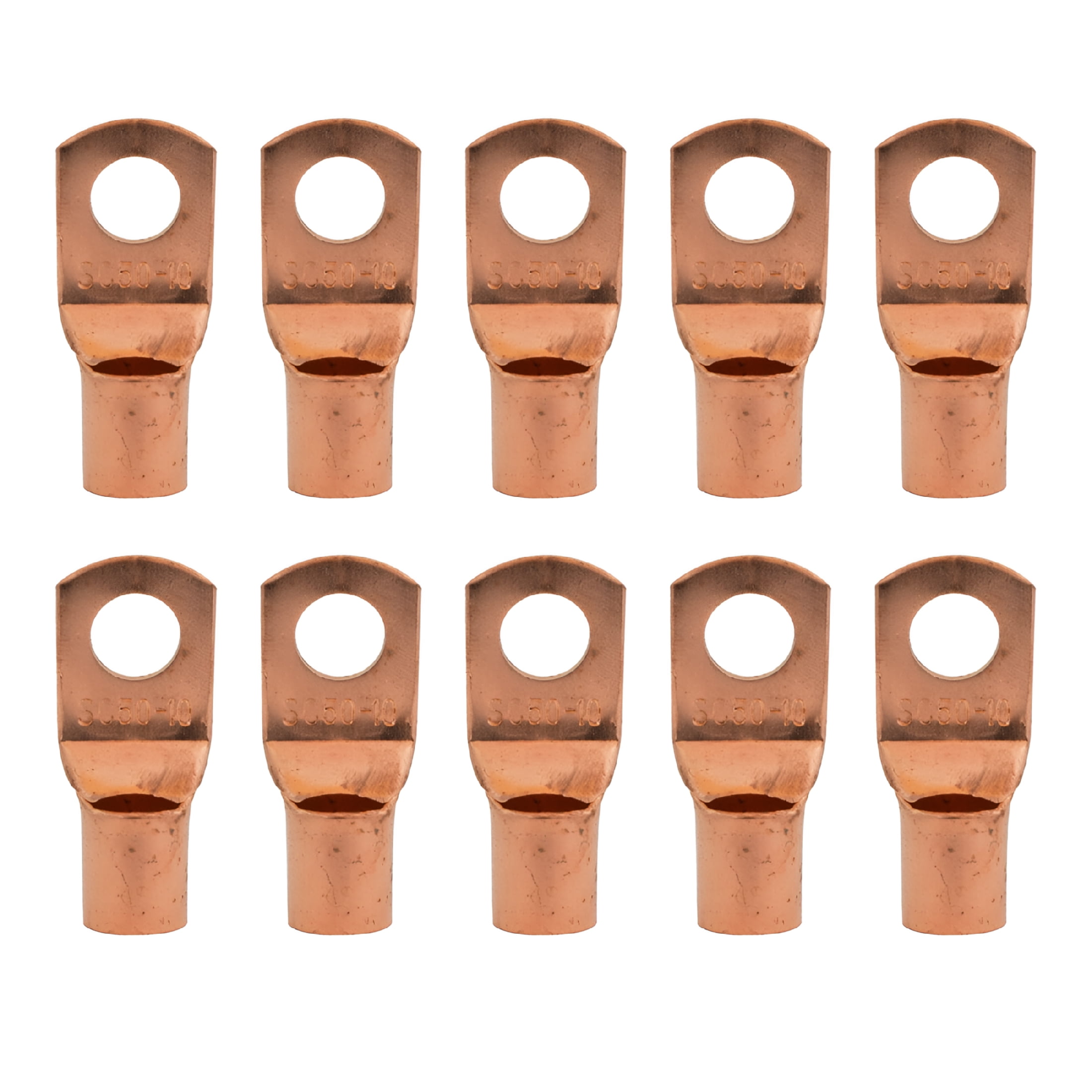ZHZFKQ 1/0 Gauge AWG Pure Copper Lugs Ring Terminals Connectors 3/8 ...