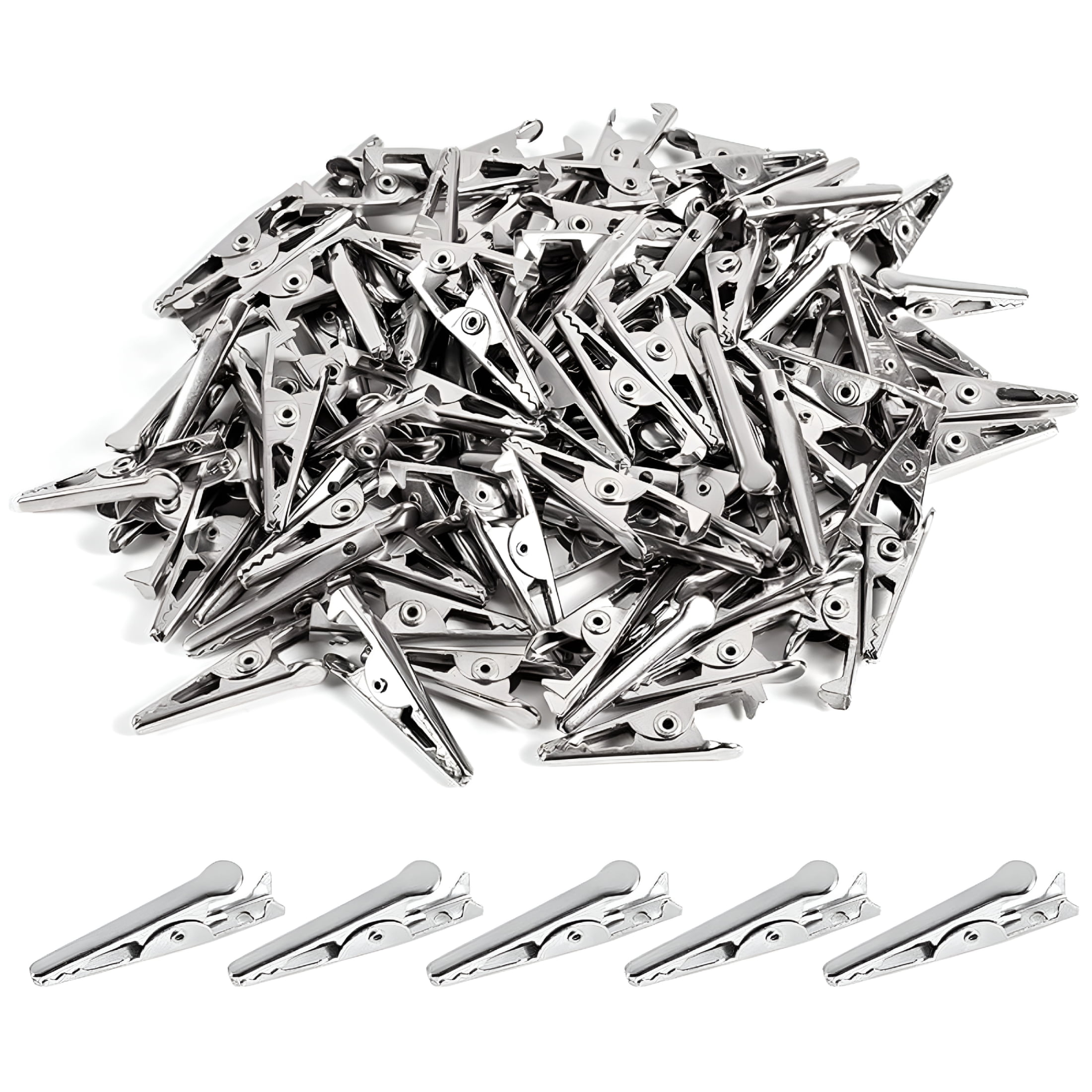 ZHZFKQ 100Pcs 1.06In / 27Mm Mini Metal Alligator Clips, Clamps Silver ...