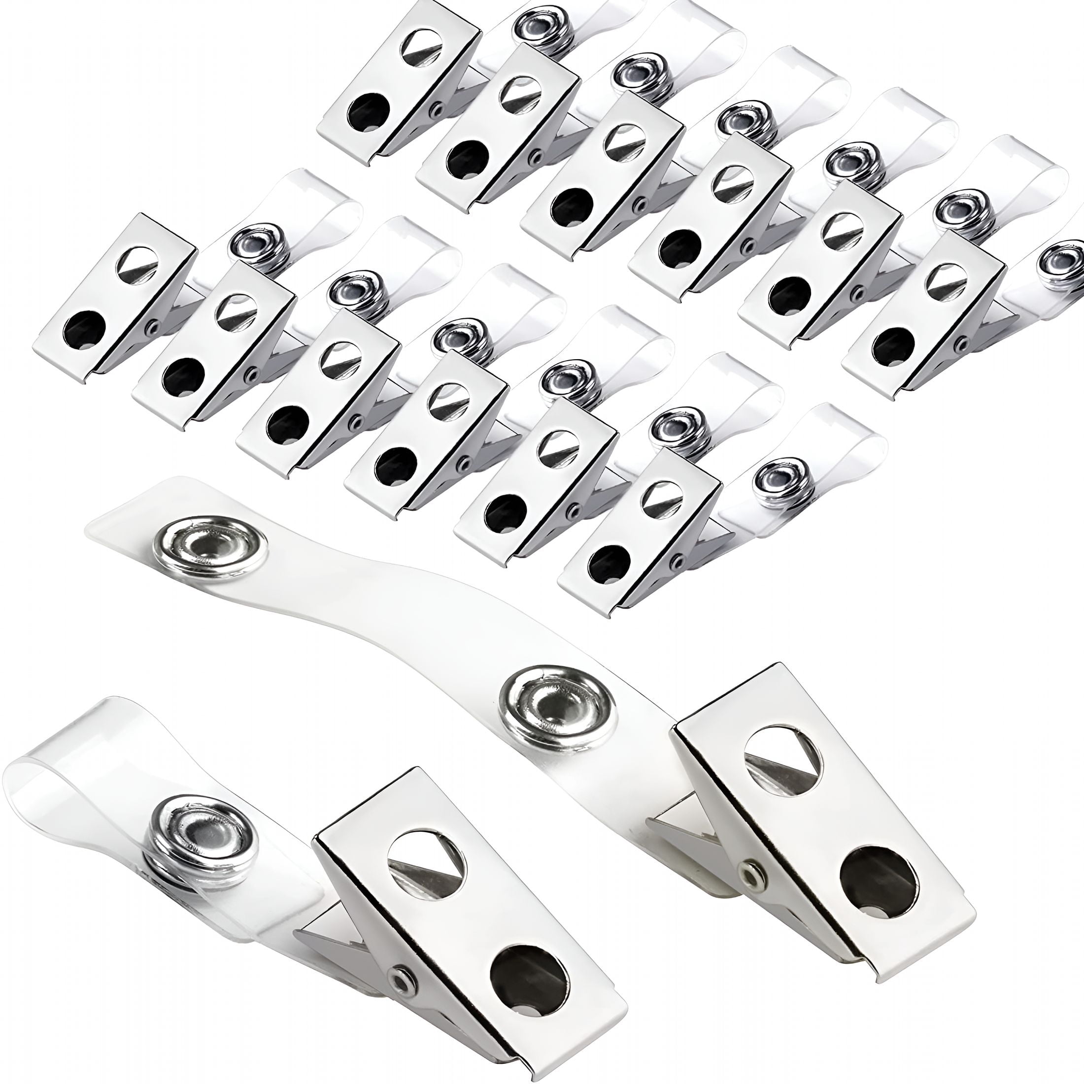 ZHZFKQ 100Pcs Metal Badge Clips with Clear Pvc Straps,Premium Double ...