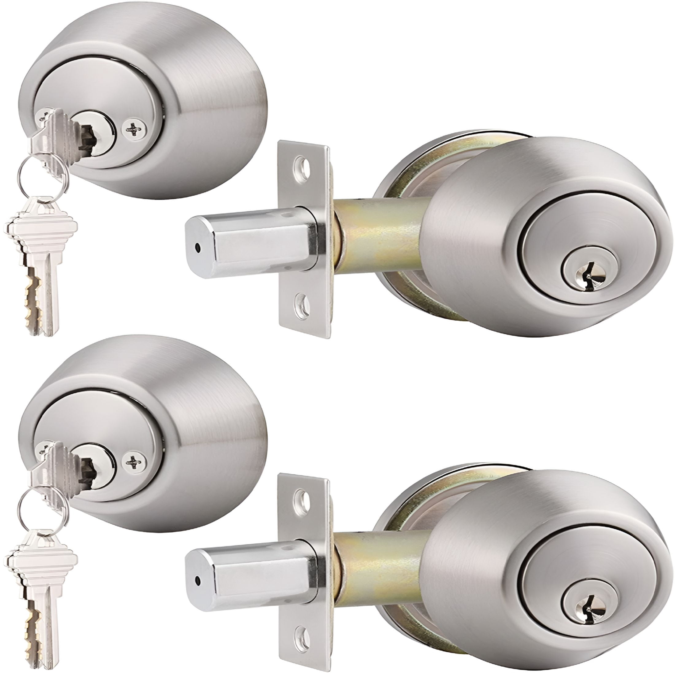 ZHZFKQ 2026 New Double Cylinder Deadbolts Door Locks Satin Nickel Keyed ...