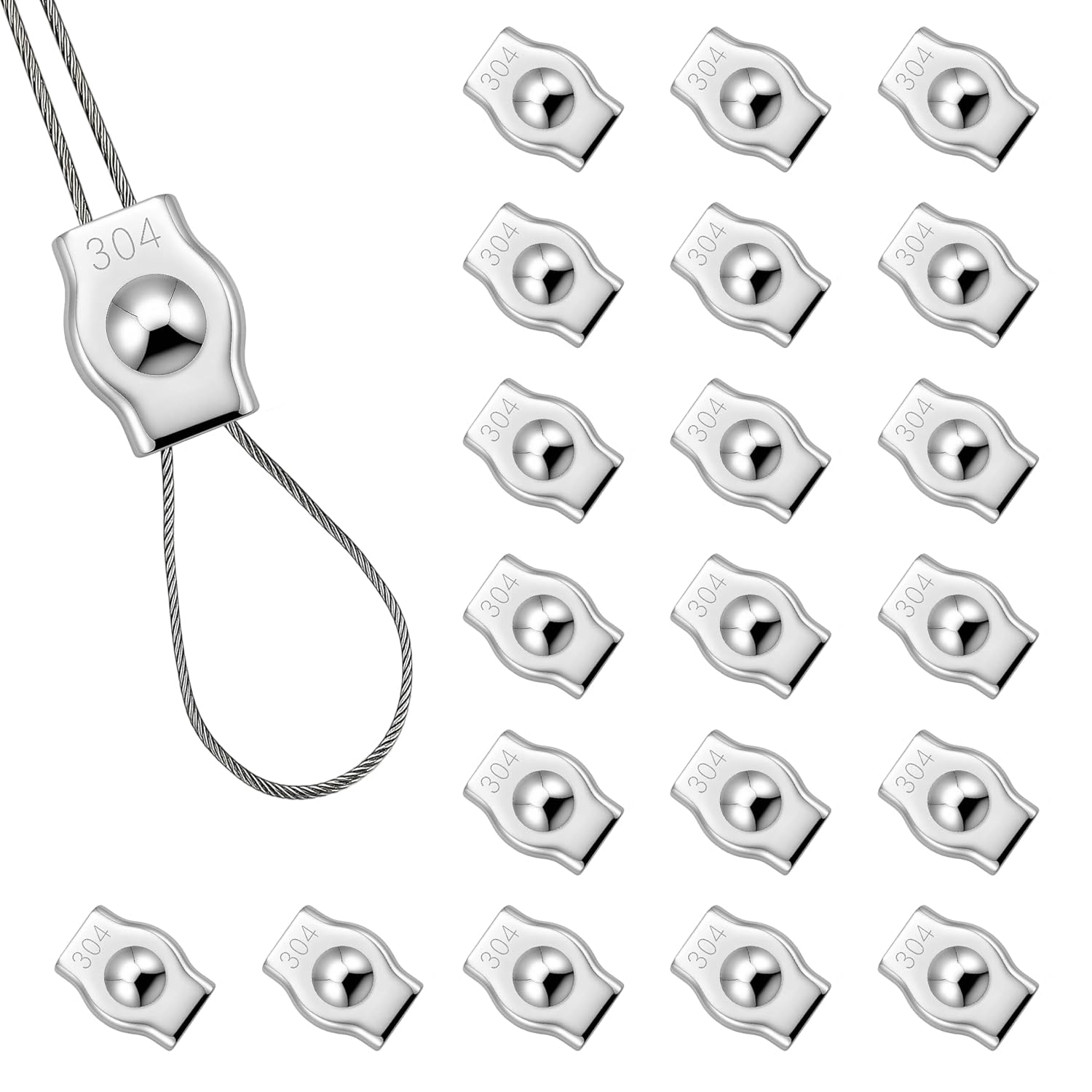 ZHZFKQ 20Pcs Double Rope Clamp,M3 Wire Rope Clamp | Single Bolt ...