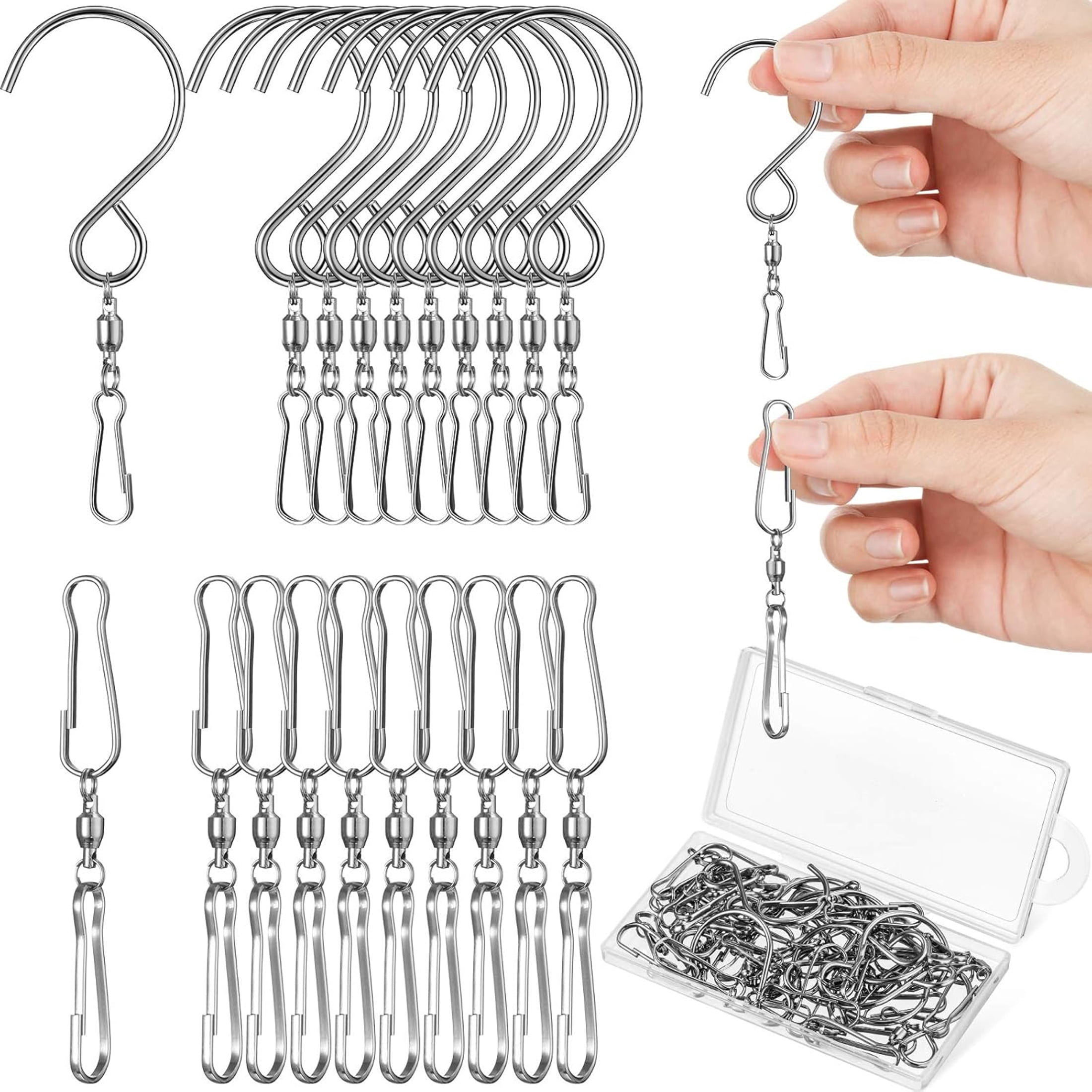 ZHZFKQ 30 Pieces Wind Spinner Swivel Hooks 360 Degree Dual Spinning ...
