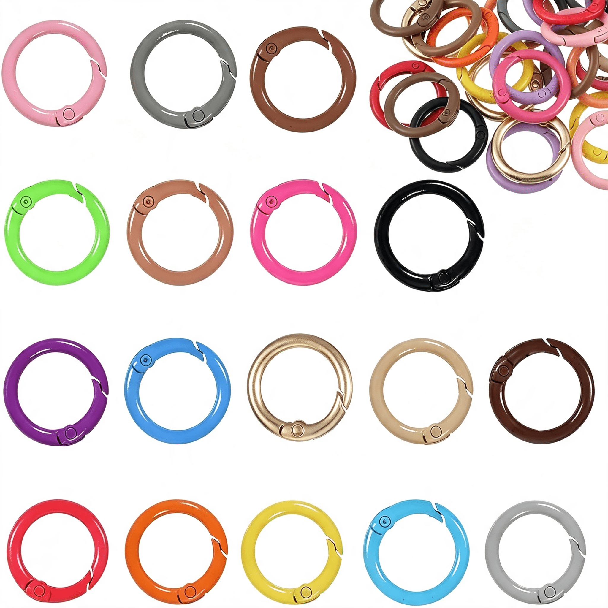 ZHZFKQ 51Pcs Carabiner Clip Metal Key Ring Clip,25Mm Round Spring O ...