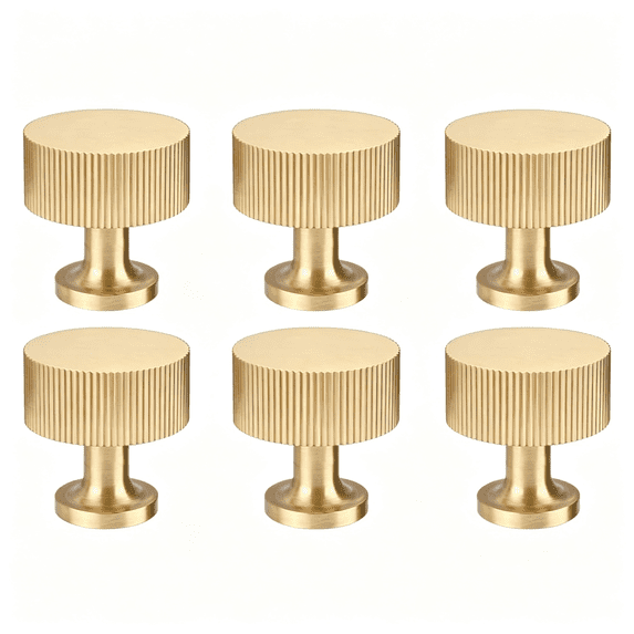 ZHZFKQ 6Pcs Solid Brass Cabinet Knobs Pulls Cabinet Drawer Dresser Gold ...