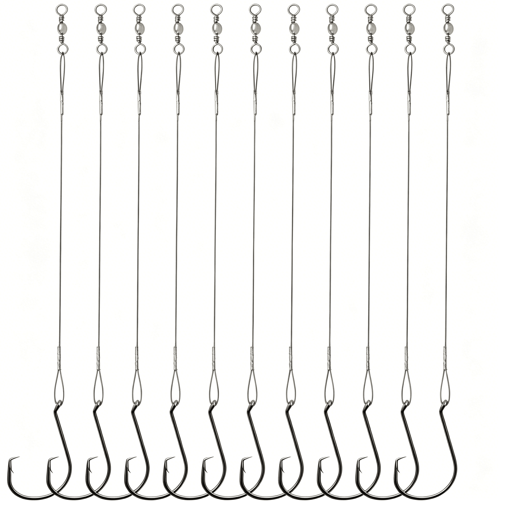 ZHZFKQ Circle Hooks Rigs Saltwater Steel Leader Wire, 25pcs Heavy Duty ...