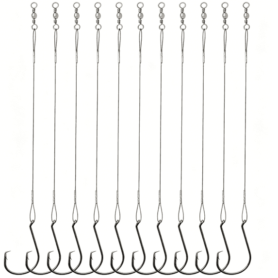 ZHZFKQ Circle Hooks Rigs Saltwater Steel Leader Wire, 25pcs Heavy Duty ...