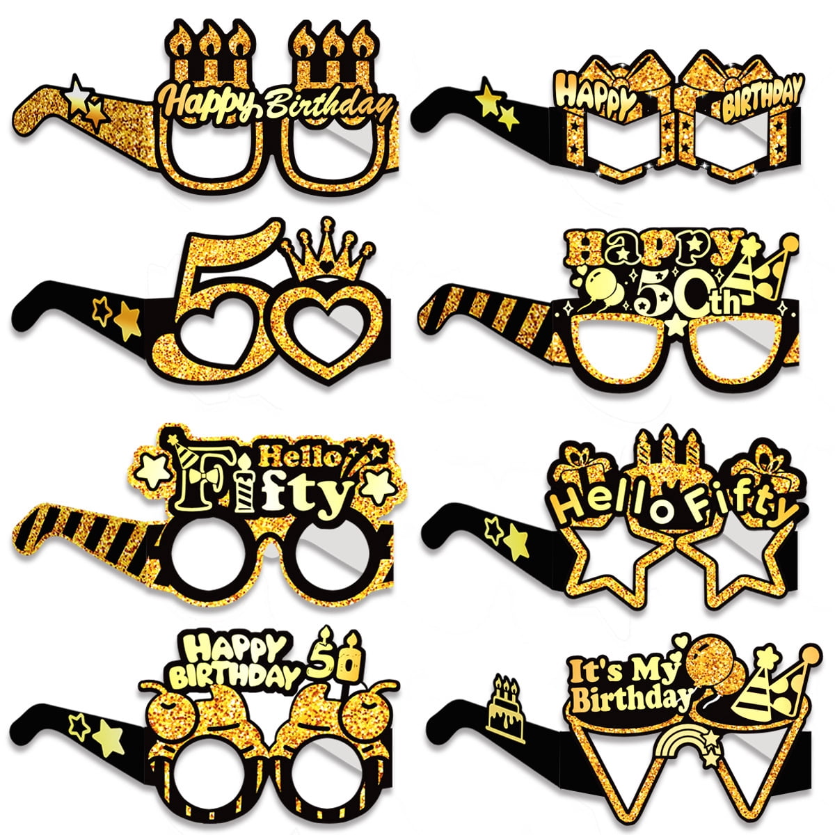 ZHZIYAG 24 Pcs 50th Birthday Paper Eyeglasses Cartoon Birthday ...
