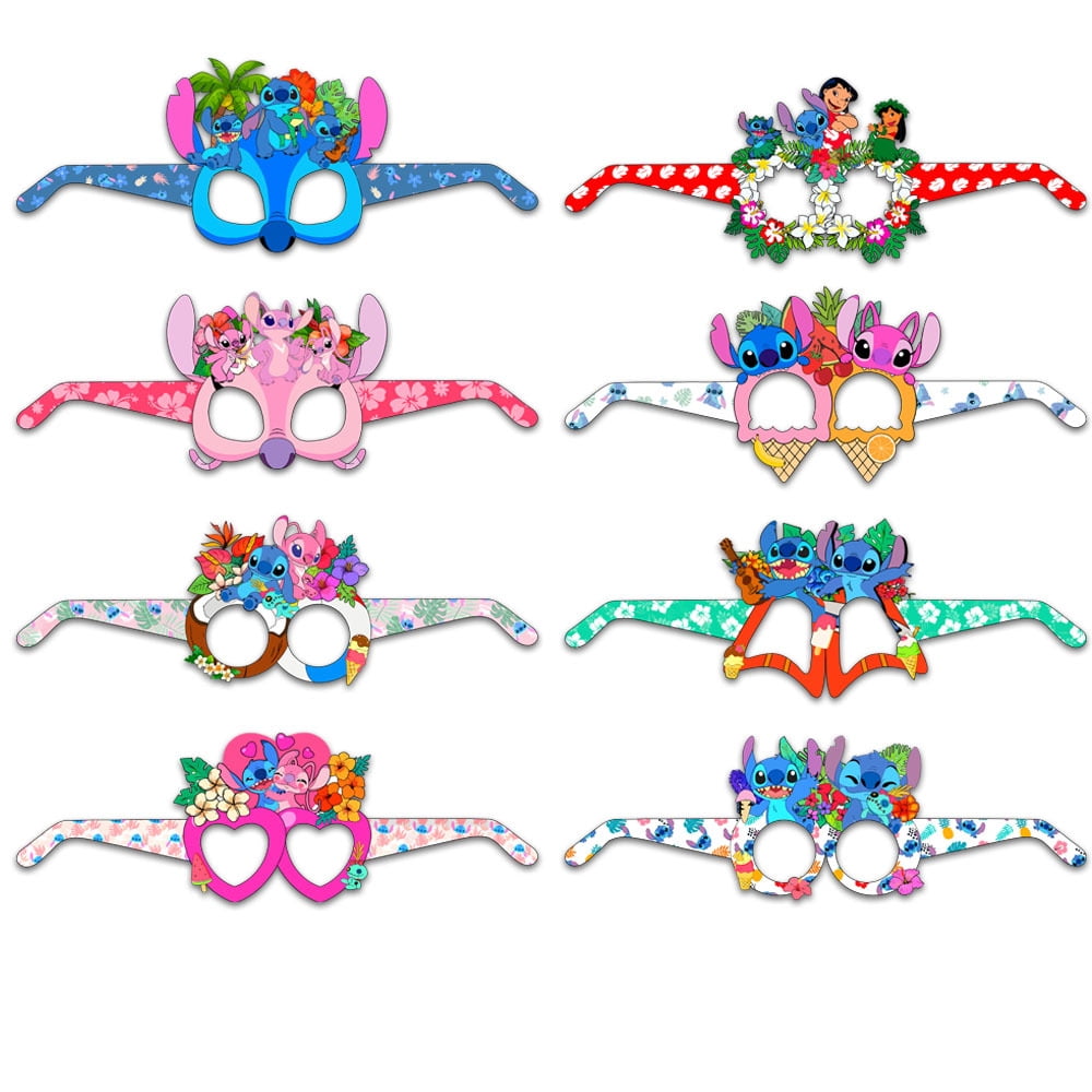 ZHZIYAG 24 Pcs Stitch Paper Eyeglasses Cartoon Birthday Decorations ...