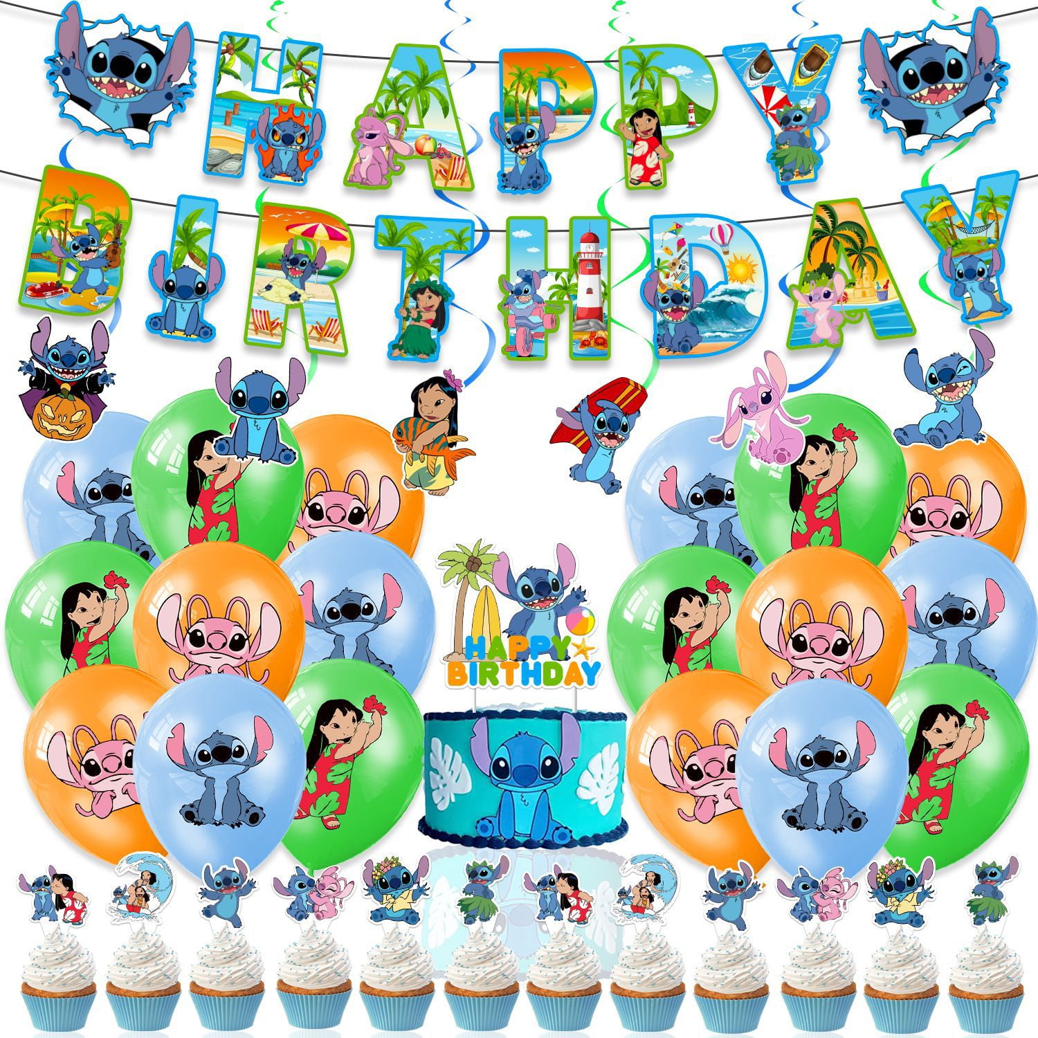 ZHZIYAG Stitch Birthday Party Supplies, Cartoons Theme Party Decoration ...