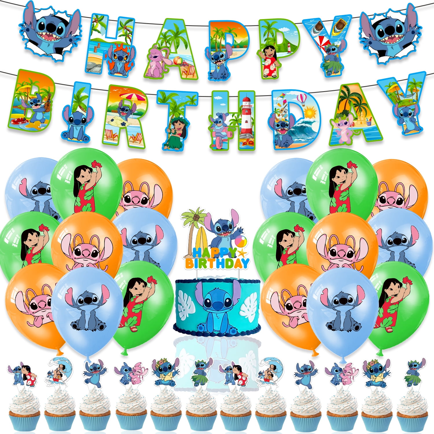 ZHZIYAG Stitch Birthday Party Supplies, Cartoons Theme Party Decoration ...