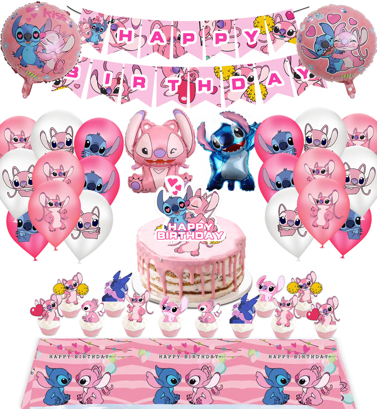 ZHZIYAG Stitch Birthday Party Supplies, Cartoons Theme Party Decoration ...