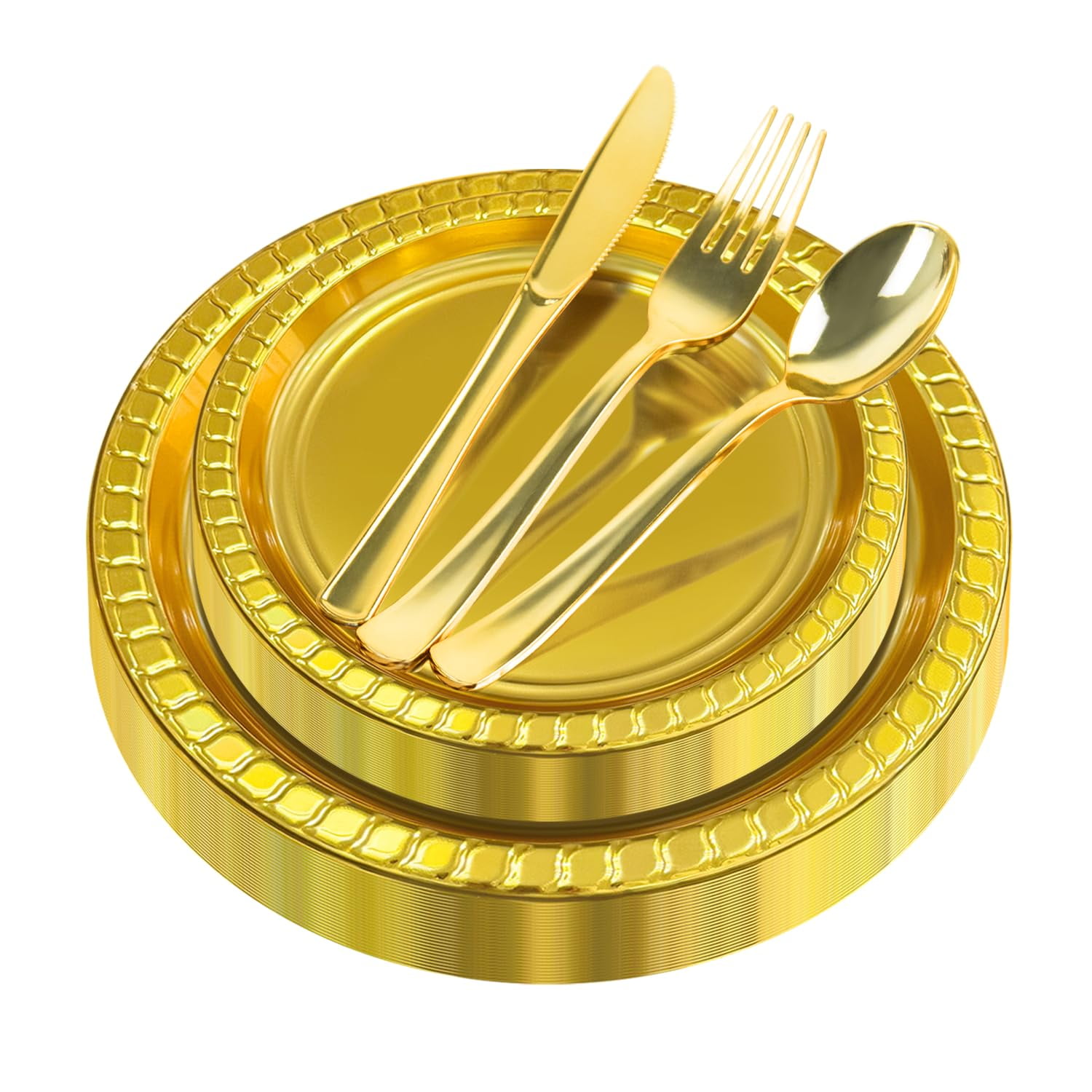 ZHZJCKSHB 125pcs Gold Plastic SSF20 Plates for 25 Guests, Include 25 ...