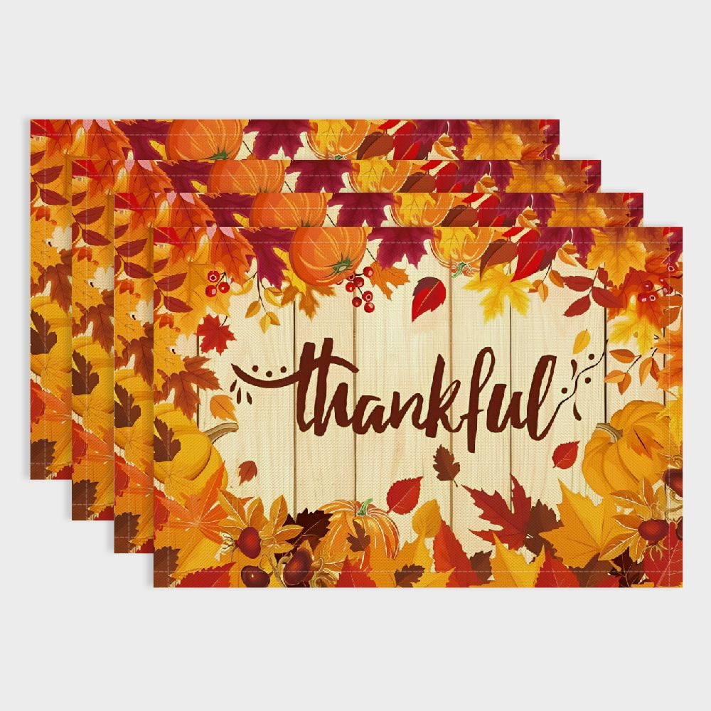 ZHZY Fall Thanksgiving Paper Place Mats Pumpkin Leaves Disposable ...