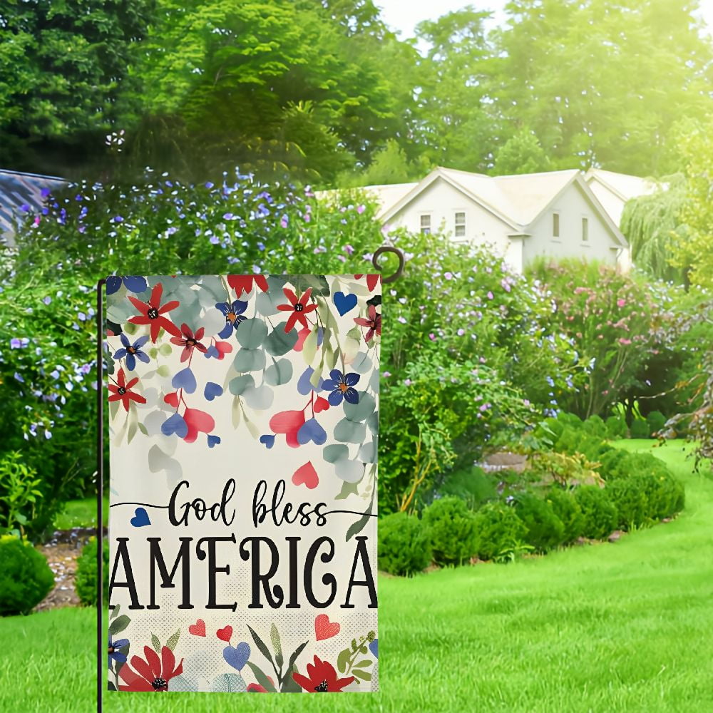 ZHZY 4th July Garden Flag Memorial Day Patriotic Garden Flags Double Sided America Good Bless ...