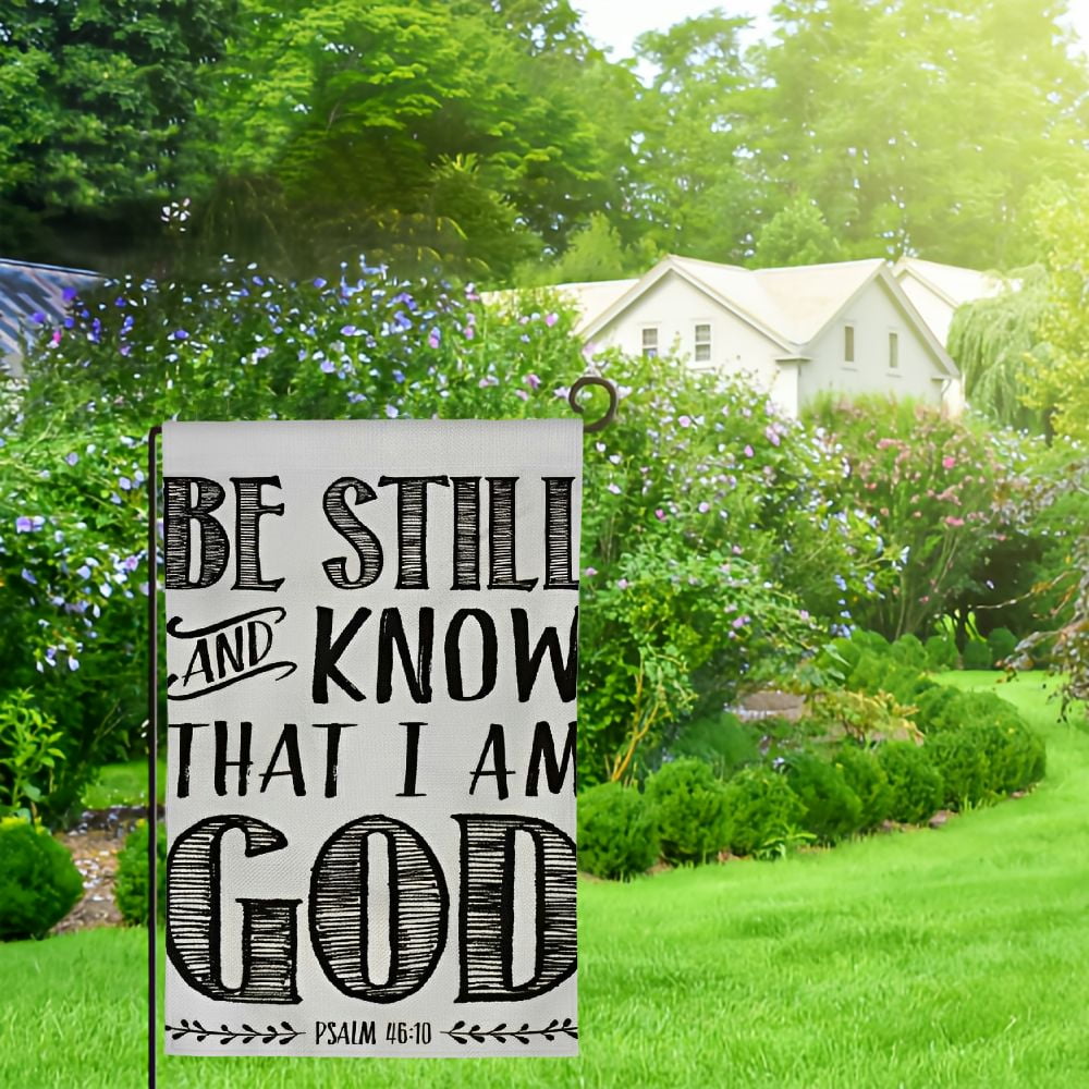 ZHZY Christian Biblical Design Double Sided Burlap Garden Flag Be Still ...