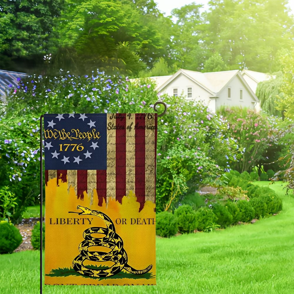 ZHZY Dont Tread On Me Garden Flag for Outside Double Sided We The People 1776 Garden Flag Fabric ...