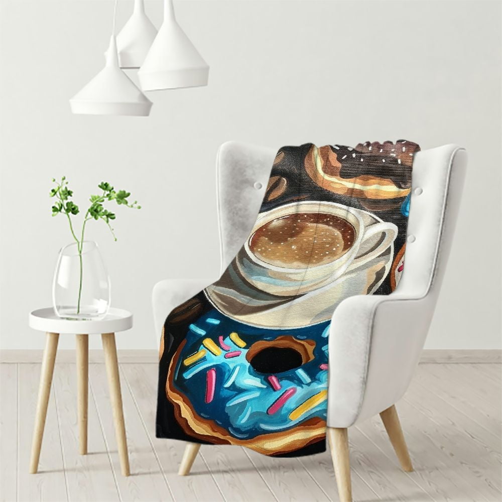 ZHZY Donuts Coffee Flannel Material Blanket for All Seasons, Soft and ...