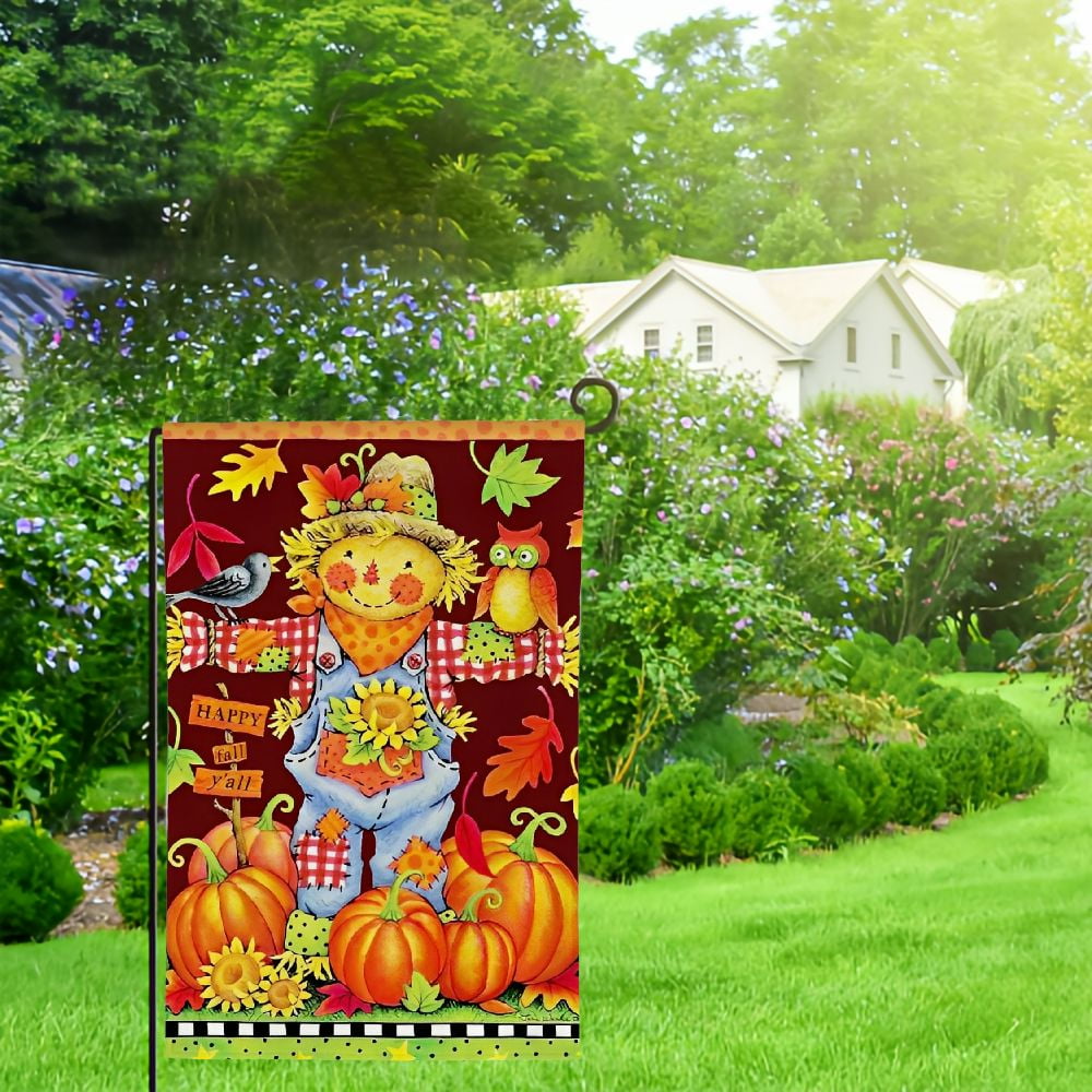 ZHZY Happy Fall Garden Flags,Double Sided Autumn Flag Scarecrow Harvest ...