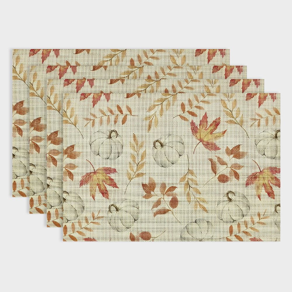 ZHZY Maple Leaves Fall Vinyl Placemats Wipeable Colorful Printing PVC ...