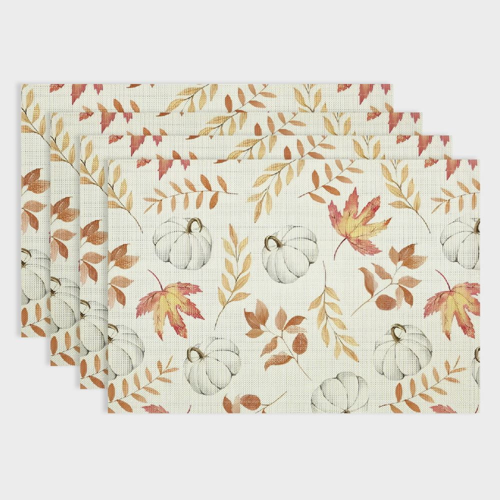 ZHZY Maple Leaves Fall Vinyl Placemats,Wipeable Colorful Printing PVC ...