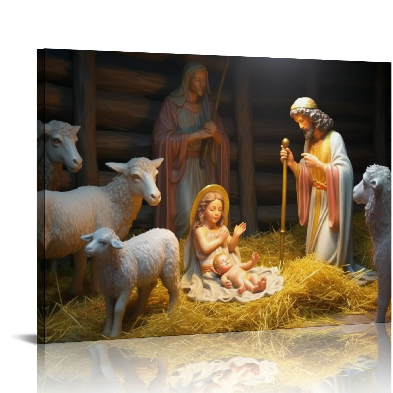 ZHZY Nativity Scene Canvas Print Ready to Hang for Living Room Bedroom ...