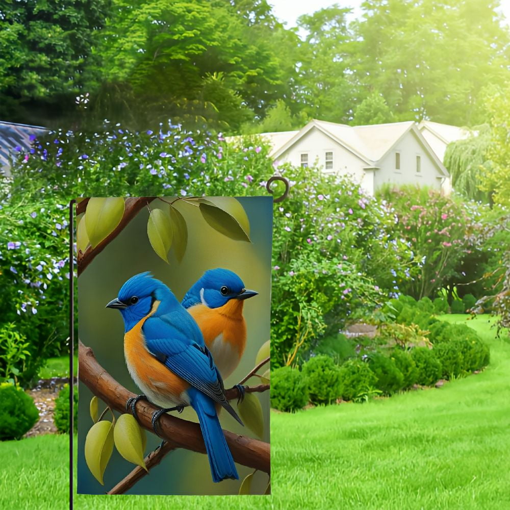 ZHZY Oil Paintings Blue Birds in the Apple Tree Spring Scene Large ...