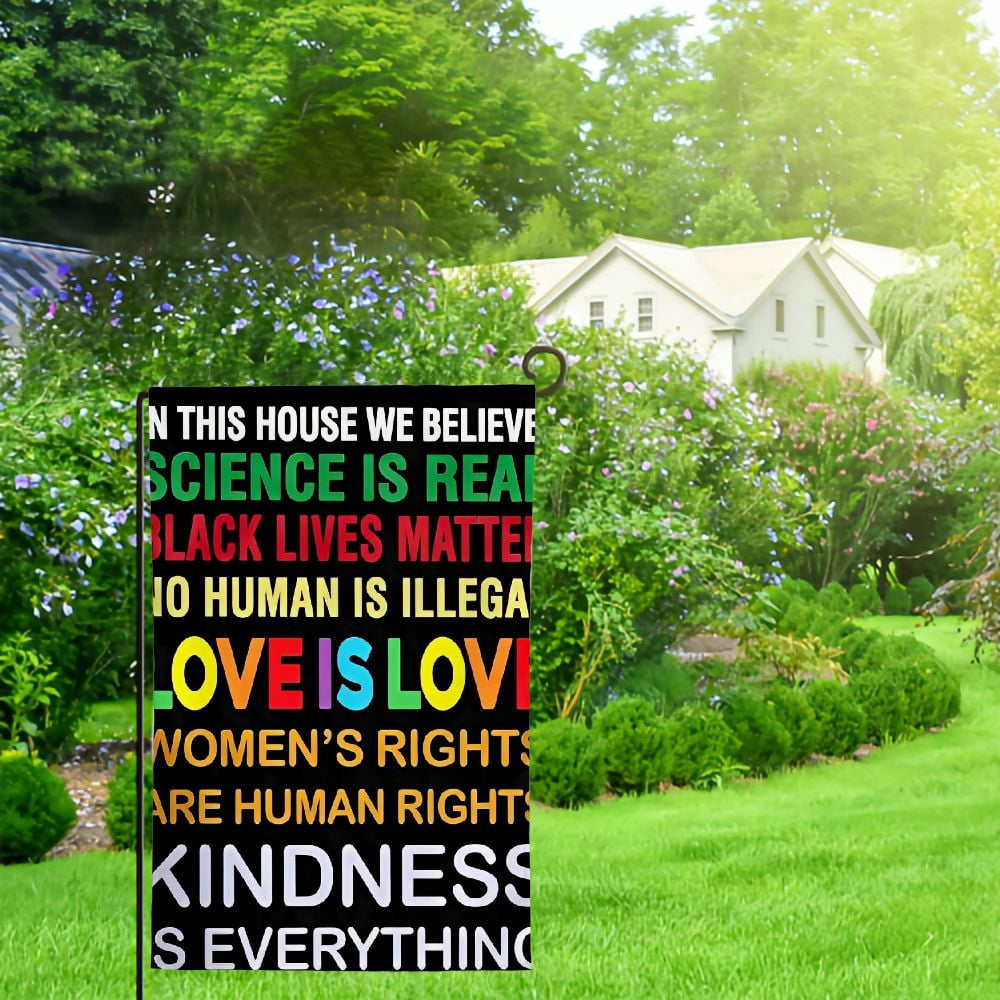 ZHZY Pride Garden Flags in This House We Believe Yard Sign Flag Science ...