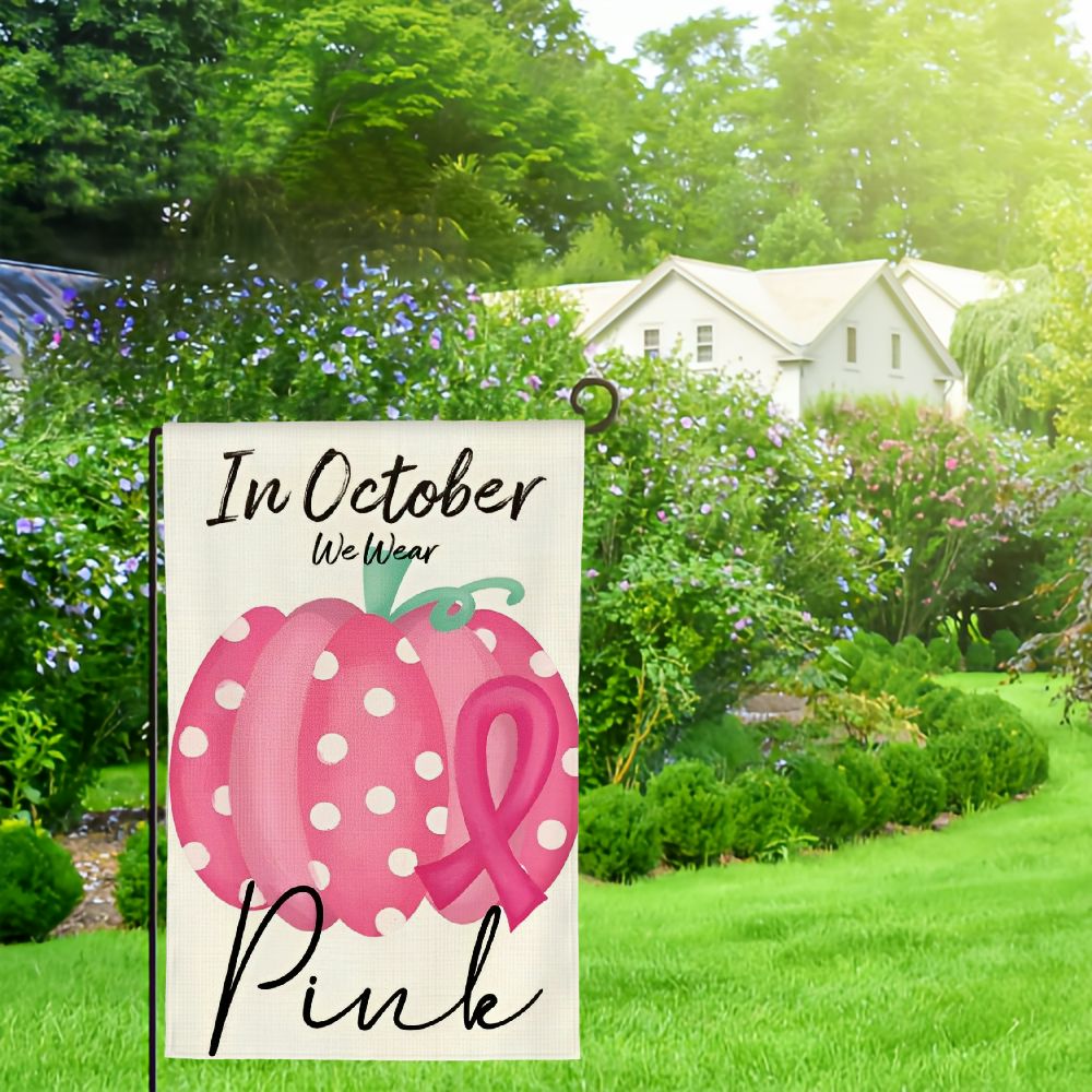 ZHZY Punpkin Breast Cancer Awareness Ribbon House Flag Vertical Double ...