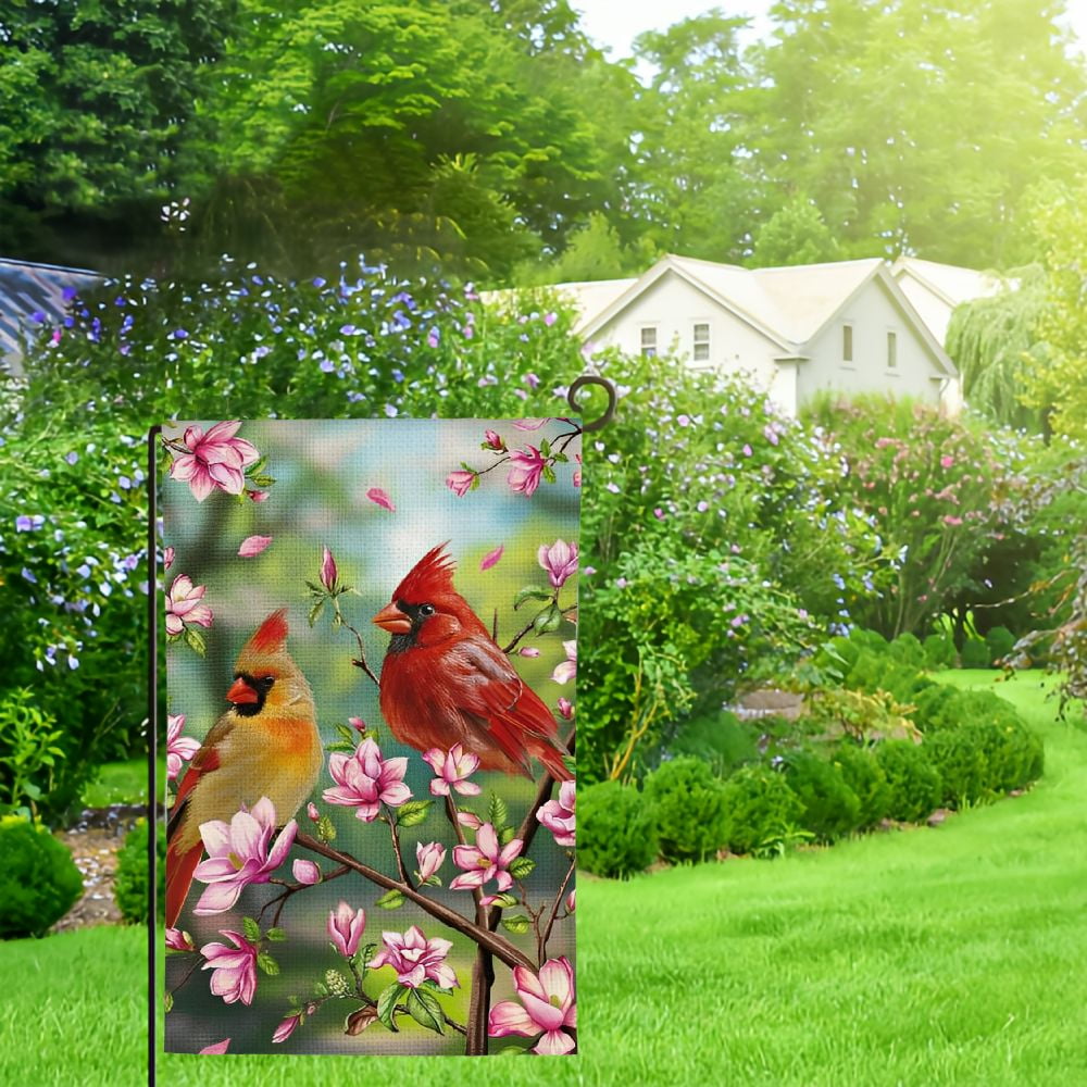ZHZY Spring Cardinal Garden Flag Spring Summer Flower Garden Flags ...