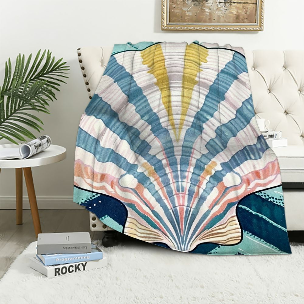 ZHZY Summer Ocean Coastal Nautical Beach Themed Seashell Blue Yellow ...