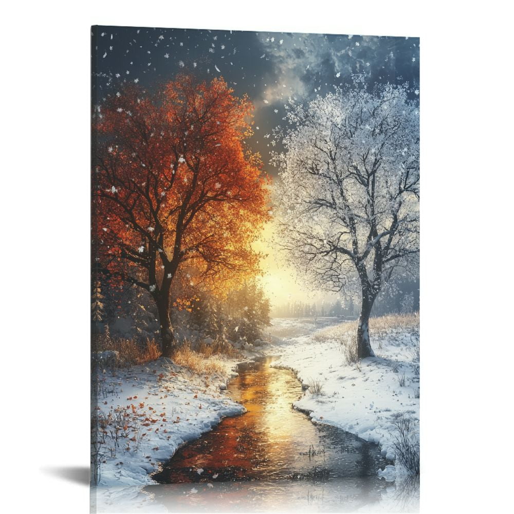 ZHZY Trees Winter and Full the Same Place at Different Times of the Year Canvas Print Living ...