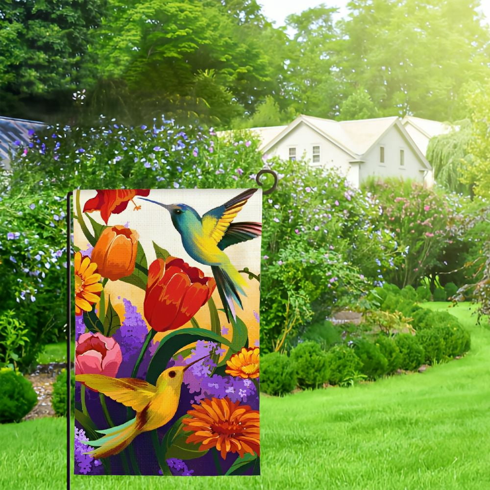 ZHZY Welcome Spring Floral Garden Flag Double Sided, Burlap Small ...