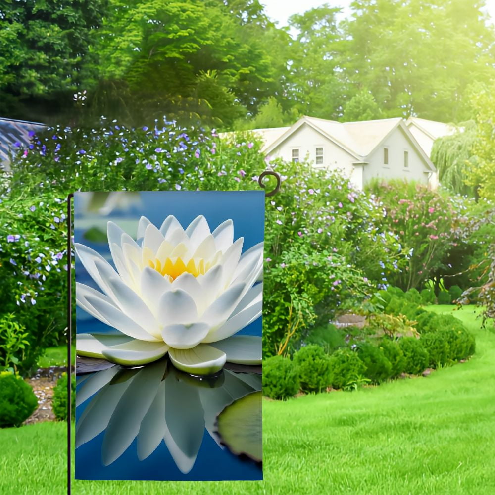 ZHZY White Lotus Garden Flags Double Sided Welcome Yard Flags Small ...