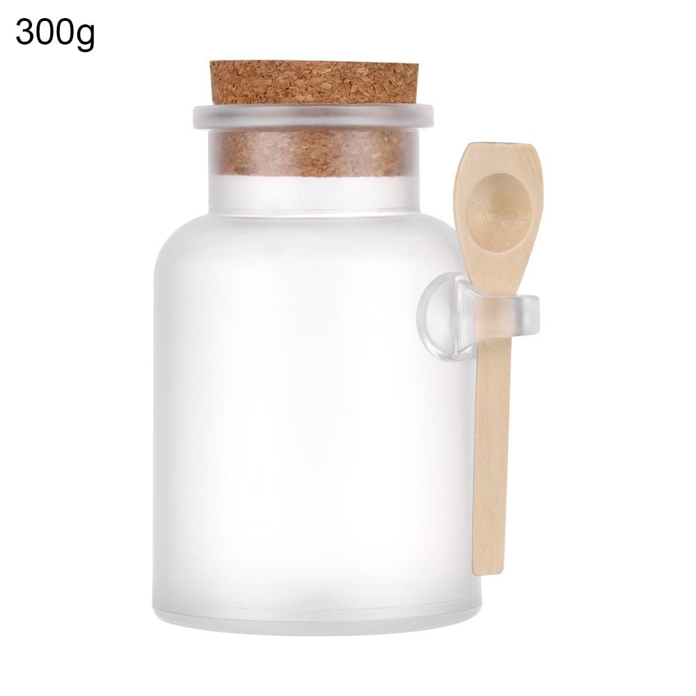 ZHaobin 100-500g Refillable Frosted Seal Jar with Wooden Spoon Bath ...