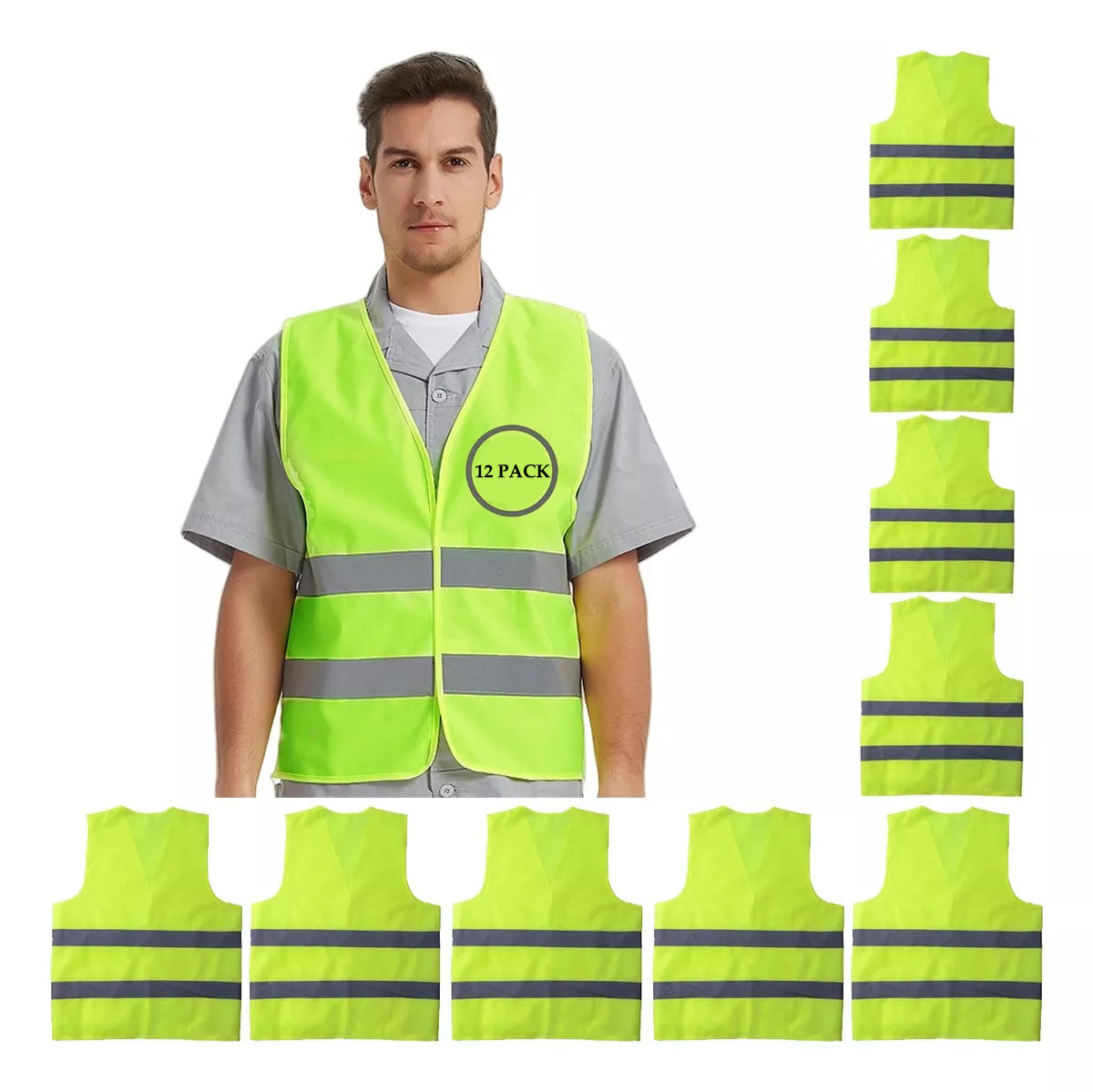 ZHaobin 12 Pack High Visibility Safety Vest for Traffic Work, Running, Surveyor and Security ...